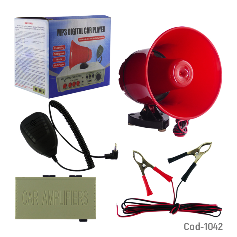 Kolm | Megafono MP3 12/24V, P/Auto, Con Microfono.