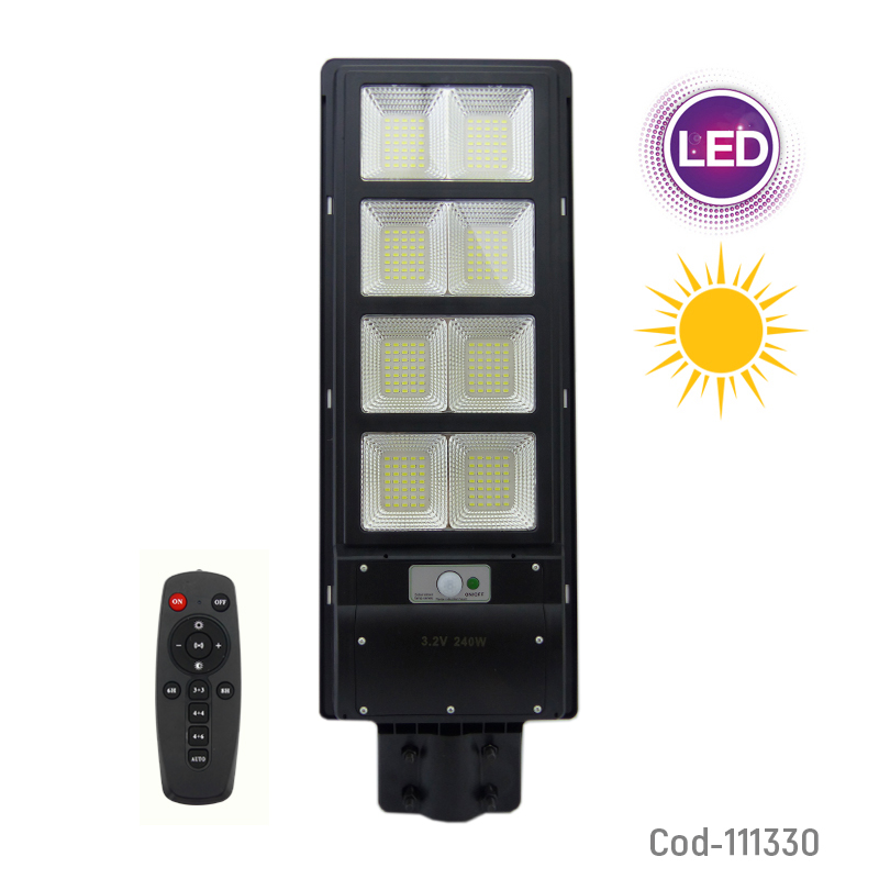 Kolm | Foco Solar 280 LED, 240Watt, Para Poste, Con Sensor De Movimiento