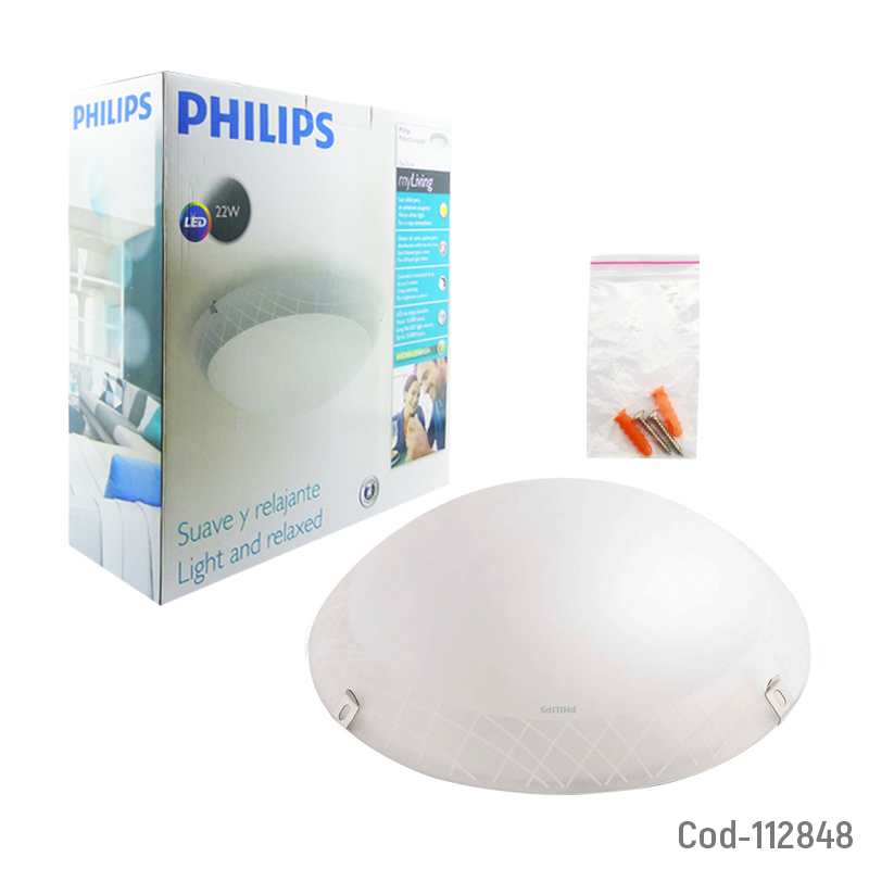 Kolm | Foco Led Philips Diseño Plafon Lineas Blancas 22W