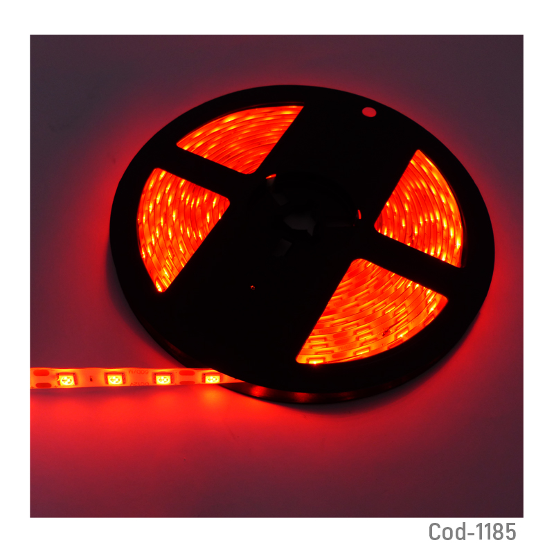 Kolm | Rollo LED 5050 Rojo, 5 Metros, 12 Volt. En Bolsa.