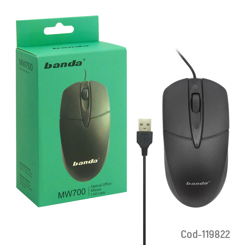 Kolm | Mouse Banda USB Modelo MW700, Optico. En Caja.
