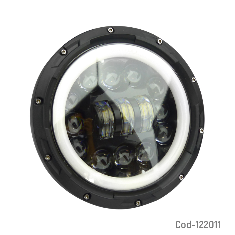 Kolm | Foco 12+3 LED Con Aro Amarillo Y Blanco, 12-24Volt. En Caja.