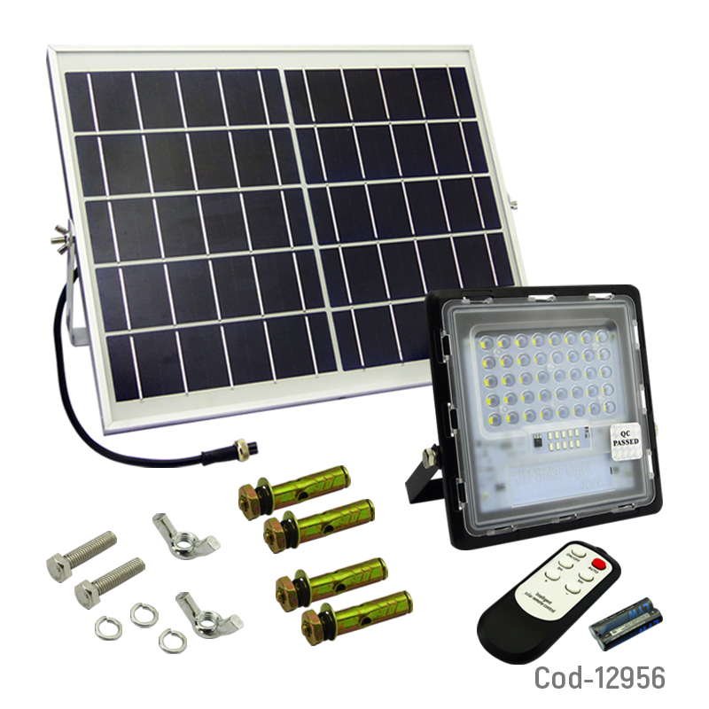 Kolm | Foco Solar LED 40 Watt, Con Panel Solar, Control Remoto ...