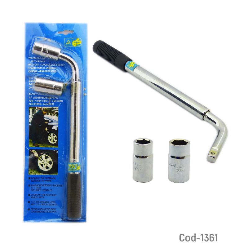 Kolm | Llave De Rueda Con Barrote Retractil, Universal Con Adaptador ...