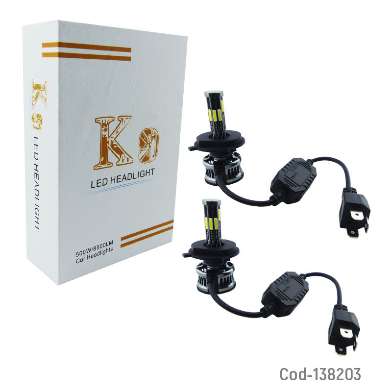 Kolm | Ampolleta Kit LED H-4 K9, Modelo 360, De 10 Caras, 500 Watt Y ...