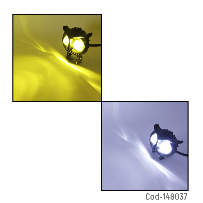 Kolm | Neblinero LED Para Moto Tipo BUHO De 2 LED, Duo Color A 12/24 Volt.