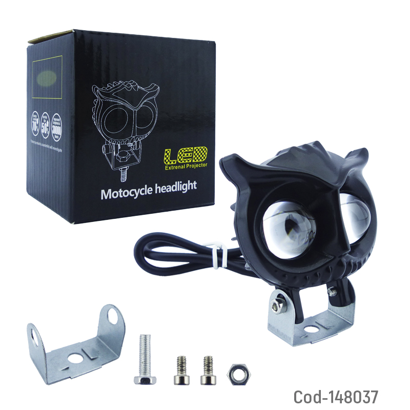 Kolm | Neblinero LED Para Moto Tipo BUHO De 2 LED, Duo Color A 12/24 Volt.