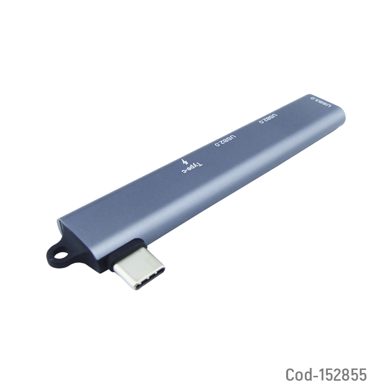 Kolm | HUB Type-C A 3 USB 3.0 Mas PD Extender Modelo SX-71 En Aluminio.