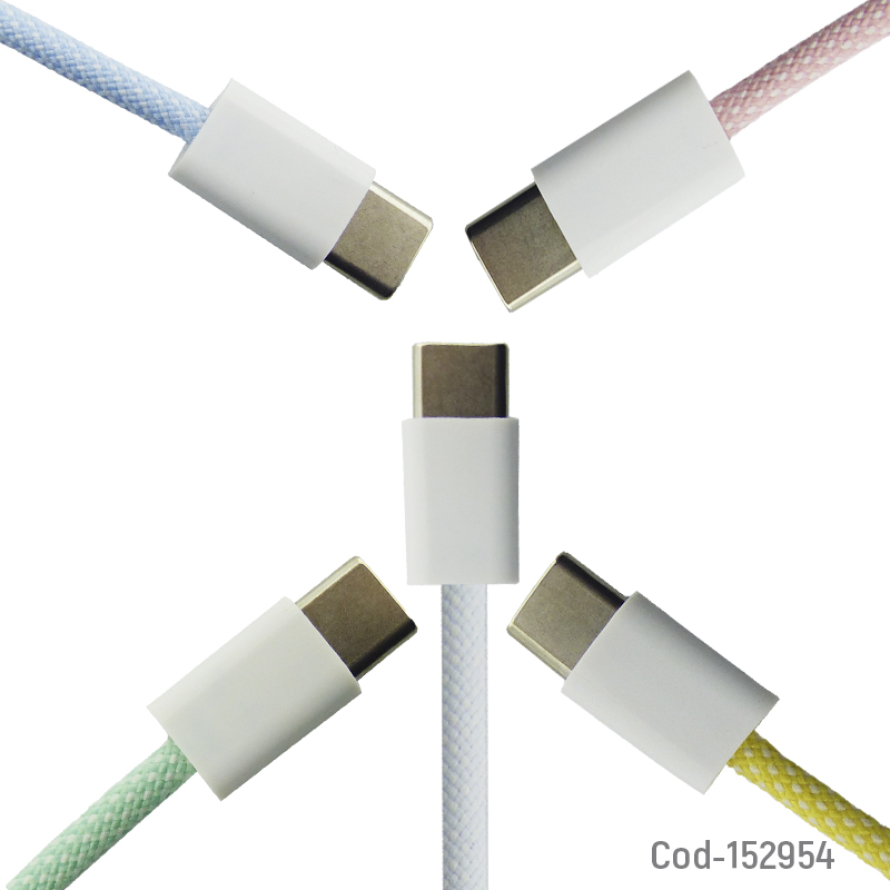 Kolm | Cable Mach Doble Type-C Modelo SX-87 Para Datos Y Carga, Variedad De Colores.
