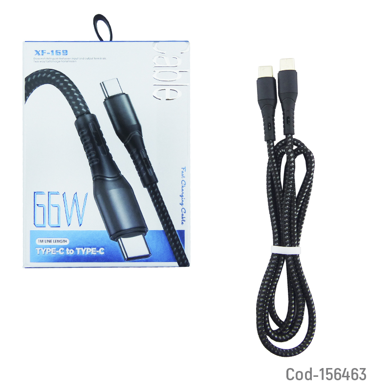 Kolm | Cable Macho Doble Type-C Modelo XF-169 De 66 Watt, Datos Y Carga