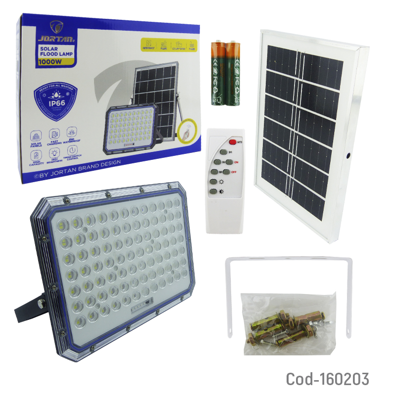 Kolm | Proyector Solar LED 1000 Watt Con Panel Solar Marca JORTAN En ...