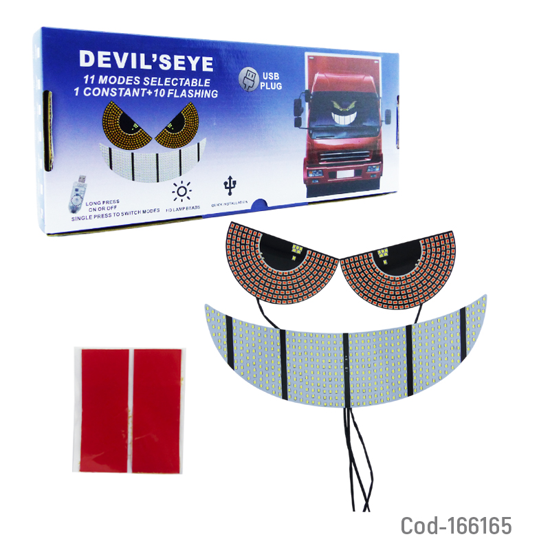 Kolm | Ojos Y Boca LED Para Auto Modelo DEVILS EYE Luz RGB Efectos ...