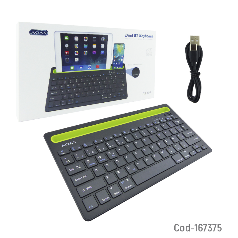 Kolm | Teclado Bluetooth Modelo AS-199 Marca AOAS Recargable Con Ranura ...