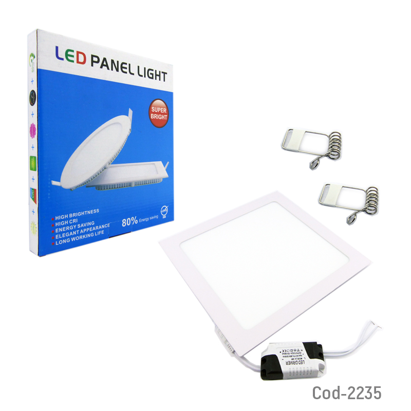 Kolm | Foco LED Panel 18 Watt, Cuadrado Embutido, Luz Blanca. En Caja.