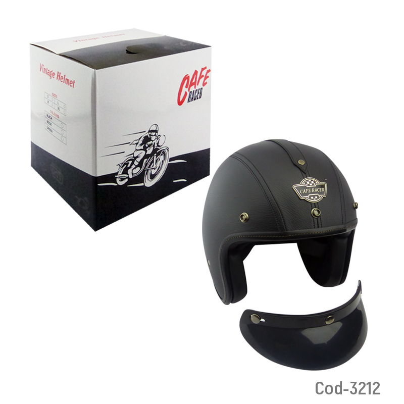 Kolm | Casco Para Moto, Cafe Racer, Cuero Vintage 3 Colores, Tallas M-L-XL.