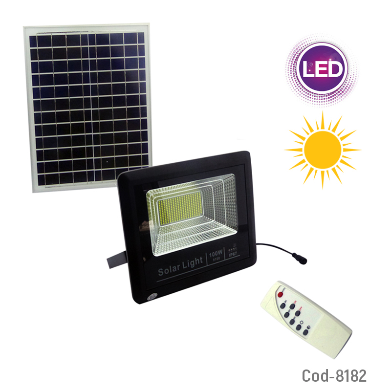 Kolm | Foco Solar LED De 100 Watt, C/Panel Solar Y Control Remoto, Mod ...